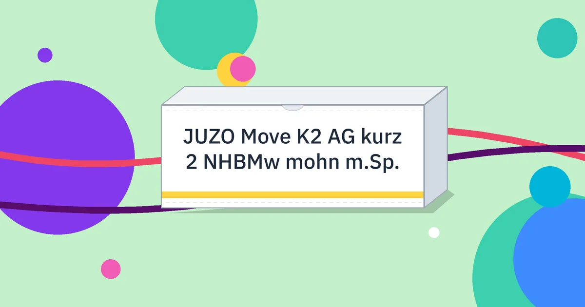 Symbolbild: Packung mit der Aufschrift JUZO Move K2 AG kurz 2 NHBMw mohn m.Sp. (PZN 18559110) – Verfügbarkeit und Bezug in Apotheken in Frankfurt am Main