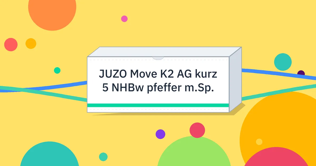 Symbolbild: Packung mit der Aufschrift JUZO Move K2 AG kurz 5 NHBw pfeffer m.Sp. (PZN 16640865) – Verfügbarkeit und Bezug in Apotheken in Frankfurt am Main