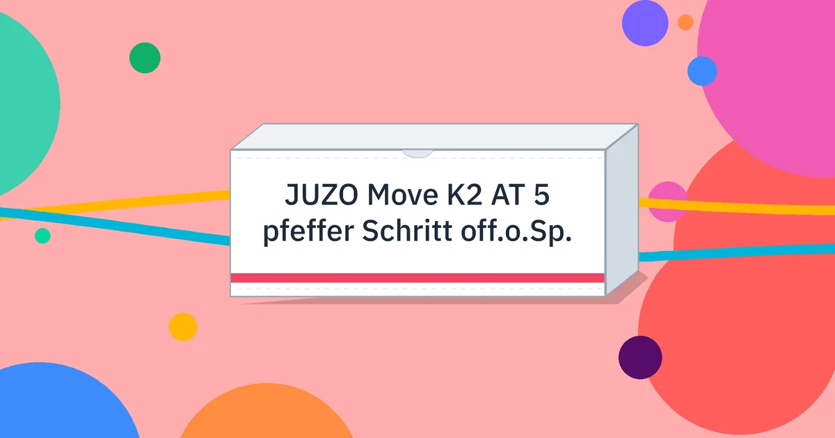Symbolbild: Packung mit der Aufschrift JUZO Move K2 AT 5 pfeffer Schritt off.o.Sp. (PZN 20669596) – Verfügbarkeit und Bezug in Apotheken in Frankfurt am Main