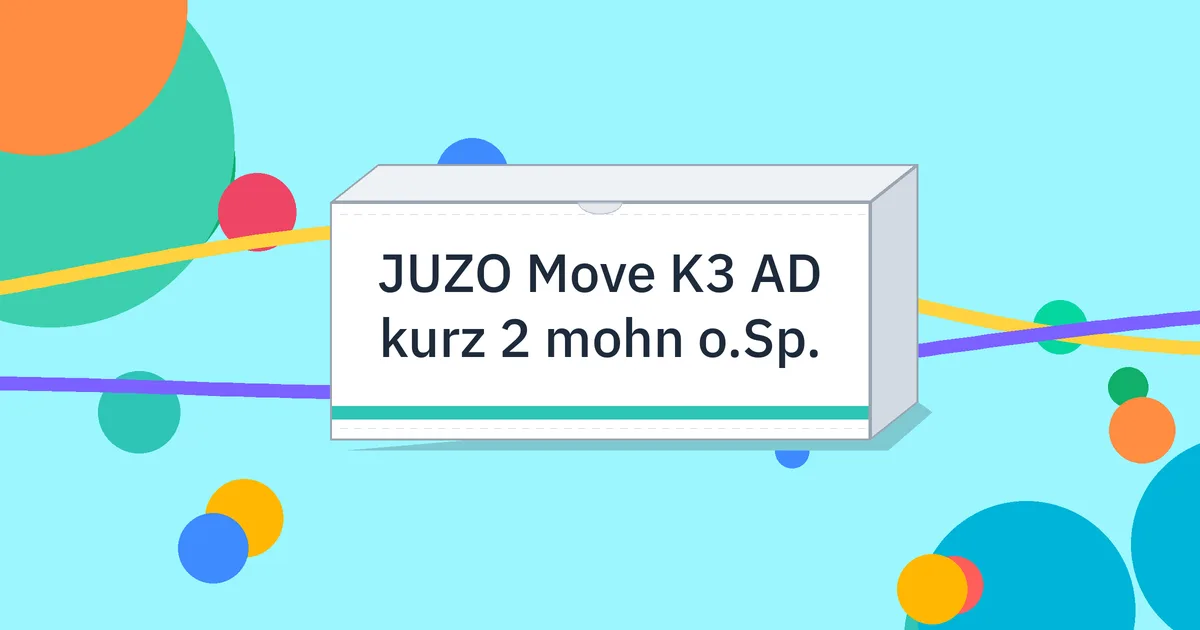 Symbolbild: Packung mit der Aufschrift JUZO Move K3 AD kurz 2 mohn o.Sp. (PZN 18572518) – Verfügbarkeit und Bezug in Apotheken in Frankfurt am Main