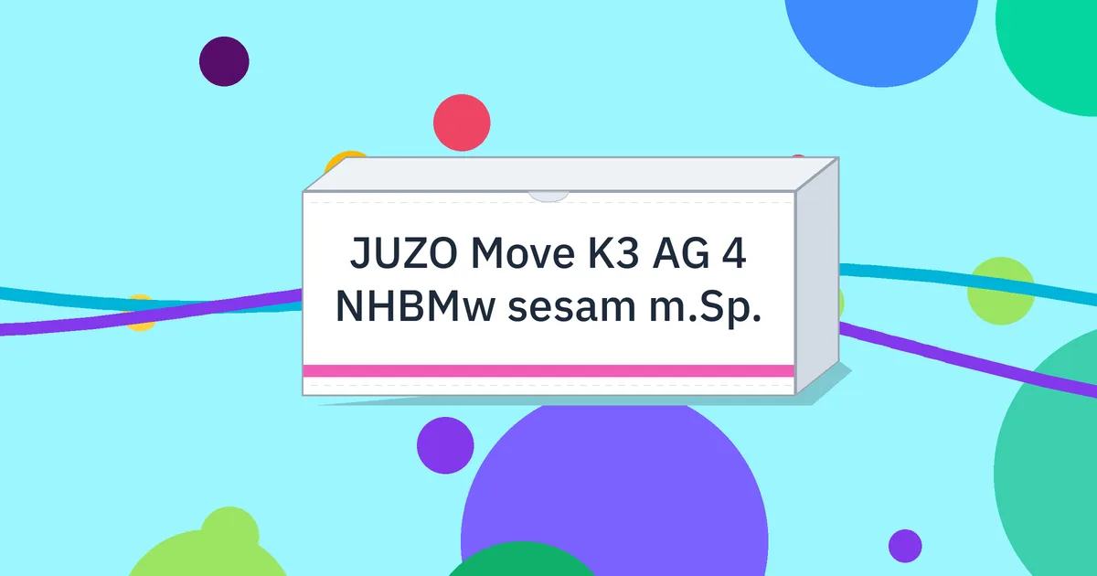 Symbolbild: Packung mit der Aufschrift JUZO Move K3 AG 4 NHBMw sesam m.Sp. (PZN 18575037) – Verfügbarkeit und Bezug in Apotheken in Frankfurt am Main