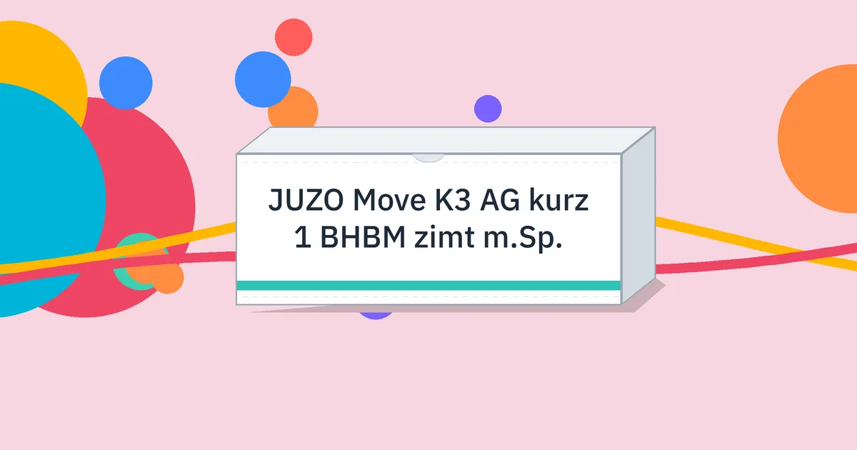 Symbolbild: Packung mit der Aufschrift JUZO Move K3 AG kurz 1 BHBM zimt m.Sp. (PZN 18579992) – Verfügbarkeit und Bezug in Apotheken in Frankfurt am Main