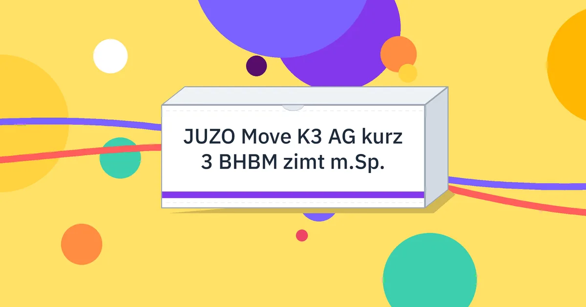Symbolbild: Packung mit der Aufschrift JUZO Move K3 AG kurz 3 BHBM zimt m.Sp. (PZN 18580015) – Verfügbarkeit und Bezug in Apotheken in Frankfurt am Main