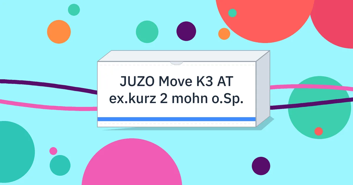 Symbolbild: Packung mit der Aufschrift JUZO Move K3 AT ex.kurz 2 mohn o.Sp. (PZN 20681769) – Verfügbarkeit und Bezug in Apotheken in Frankfurt am Main
