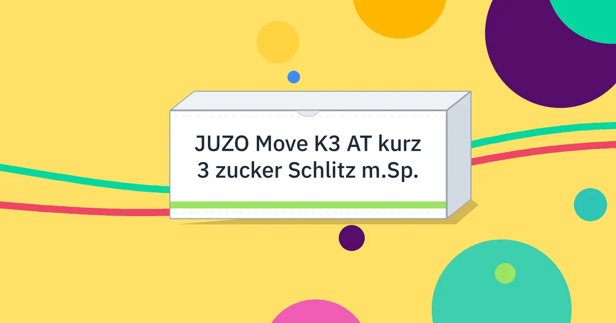 Symbolbild: Packung mit der Aufschrift JUZO Move K3 AT kurz 3 zucker Schlitz m.Sp. (PZN 20683952) – Verfügbarkeit und Bezug in Apotheken in Frankfurt am Main