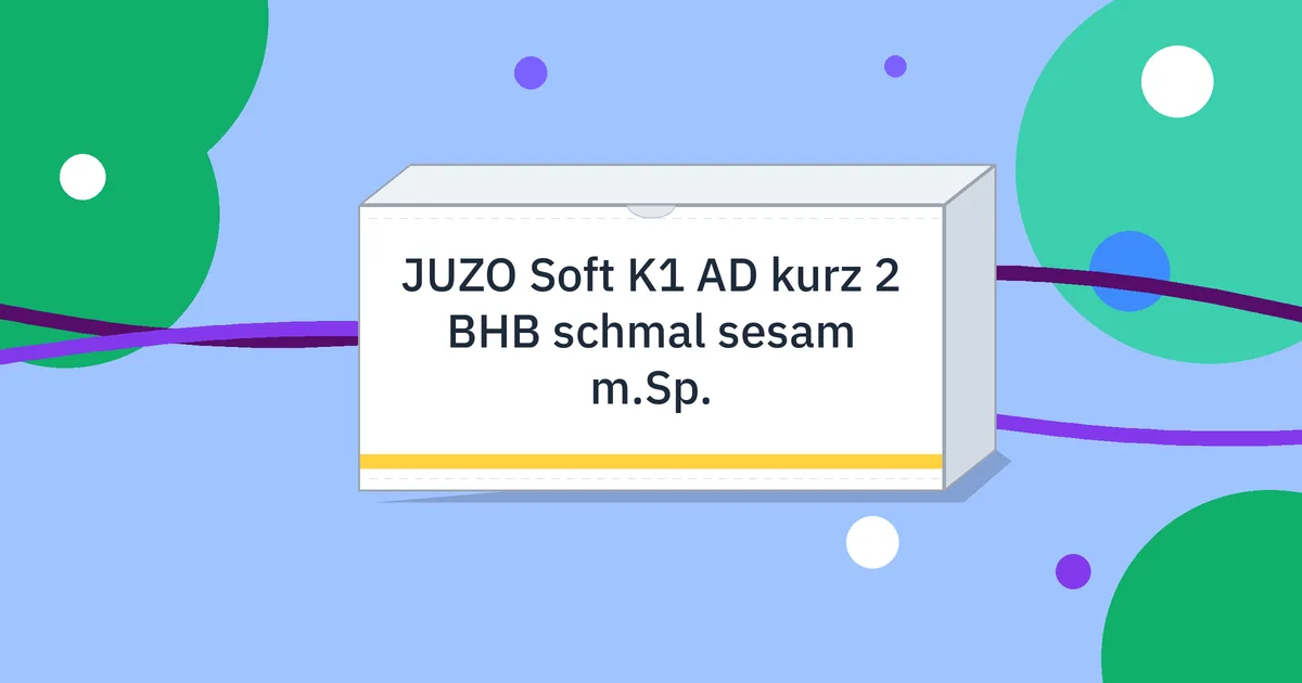 Symbolbild: Packung mit der Aufschrift JUZO Soft K1 AD kurz 2 BHB schmal sesam m.Sp. (PZN 15461623) – Verfügbarkeit und Bezug in Apotheken in Frankfurt am Main