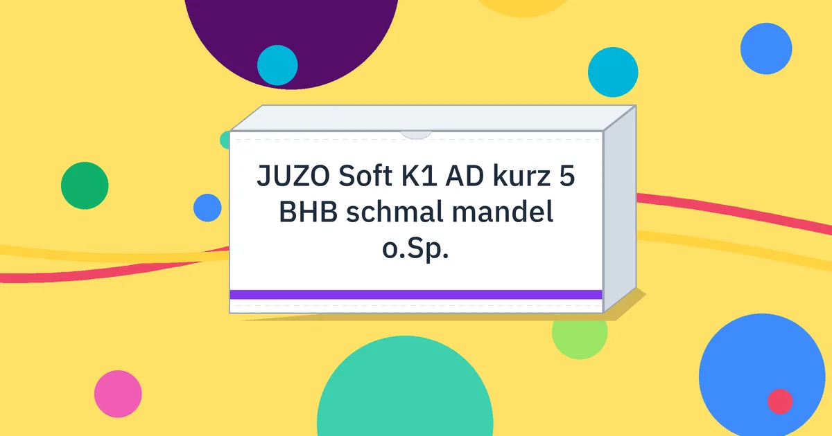 Symbolbild: Packung mit der Aufschrift JUZO Soft K1 AD kurz 5 BHB schmal mandel o.Sp. (PZN 15463929) – Verfügbarkeit und Bezug in Apotheken in Frankfurt am Main
