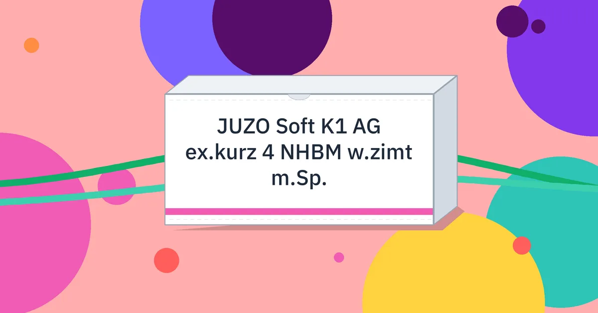 Symbolbild: Packung mit der Aufschrift JUZO Soft K1 AG ex.kurz 4 NHBM w.zimt m.Sp. (PZN 15017756) – Verfügbarkeit und Bezug in Apotheken in Frankfurt am Main