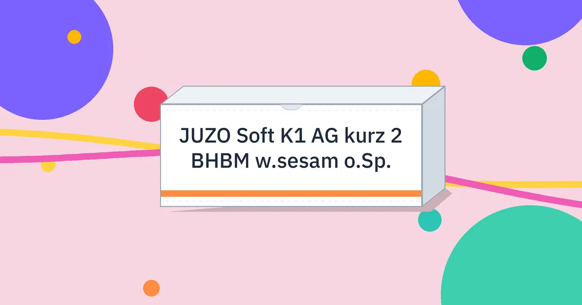 Symbolbild: Packung mit der Aufschrift JUZO Soft K1 AG kurz 2 BHBM w.sesam o.Sp. (PZN 14865488) – Verfügbarkeit und Bezug in Apotheken in Frankfurt am Main