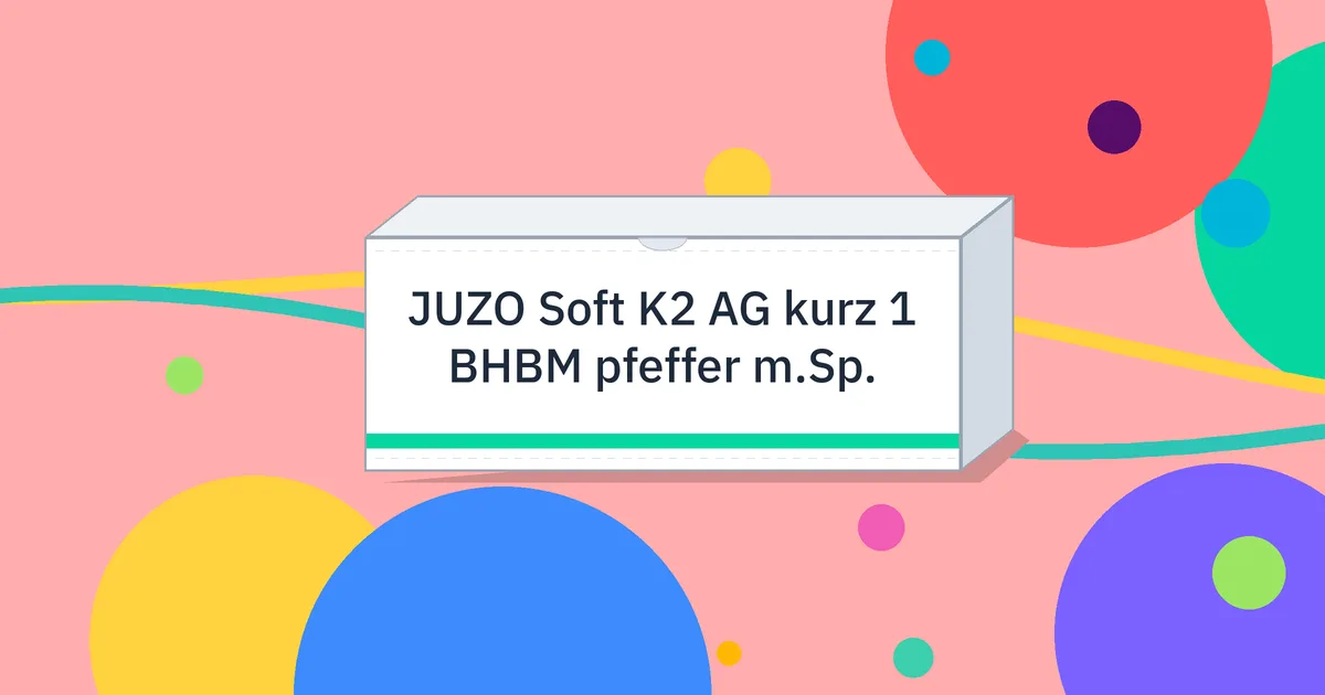 Symbolbild: Packung mit der Aufschrift JUZO Soft K2 AG kurz 1 BHBM pfeffer m.Sp. (PZN 14859387) – Verfügbarkeit und Bezug in Apotheken in Frankfurt am Main