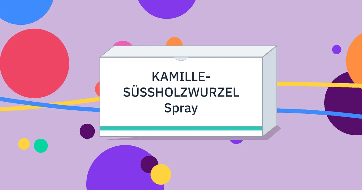 Symbolbild: Packung mit der Aufschrift KAMILLE-SÜSSHOLZWURZEL Spray (PZN 18396145) – Verfügbarkeit und Bezug in Apotheken in Frankfurt am Main