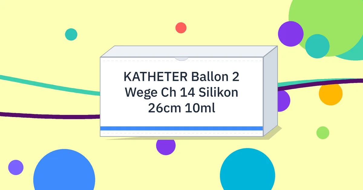 Symbolbild: Packung mit der Aufschrift KATHETER Ballon 2 Wege Ch 14 Silikon 26cm 10ml (PZN 06902436) – Verfügbarkeit und Bezug in Apotheken in Frankfurt am Main
