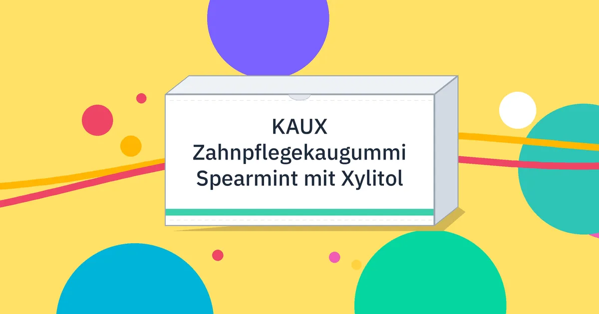 Symbolbild: Packung mit der Aufschrift KAUX Zahnpflegekaugummi Spearmint mit Xylitol (PZN 10260529) – Verfügbarkeit und Bezug in Apotheken in Frankfurt am Main