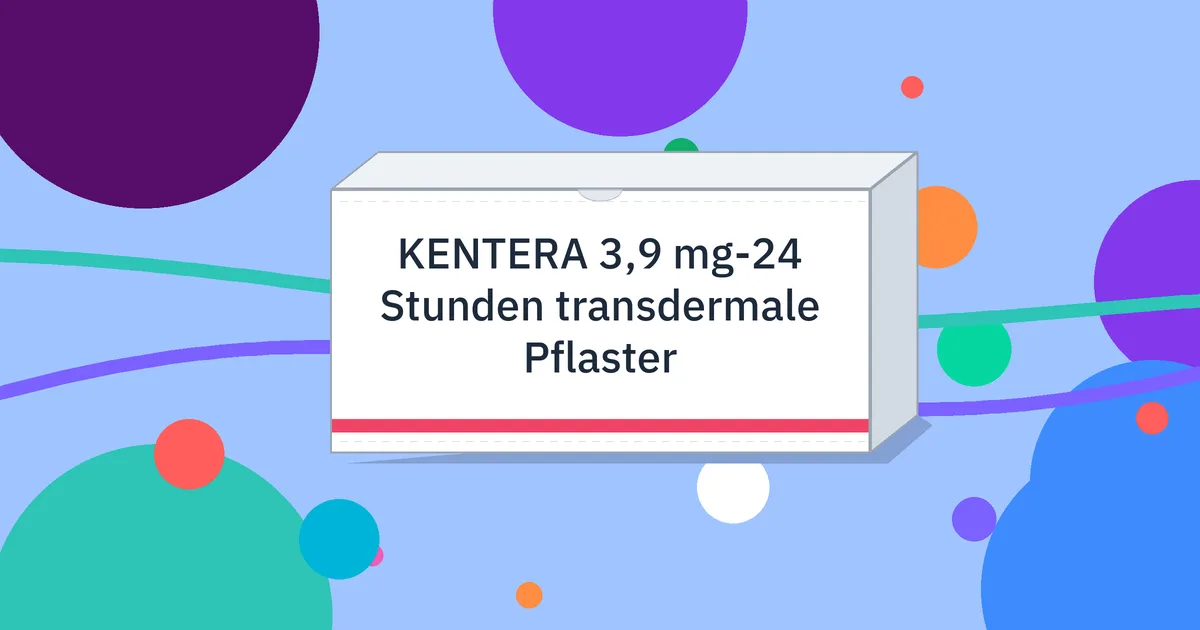 Symbolbild: Packung mit der Aufschrift KENTERA 3,9 mg-24 Stunden transdermale Pflaster (PZN 18371257) – Verfügbarkeit und Bezug in Apotheken in Frankfurt am Main