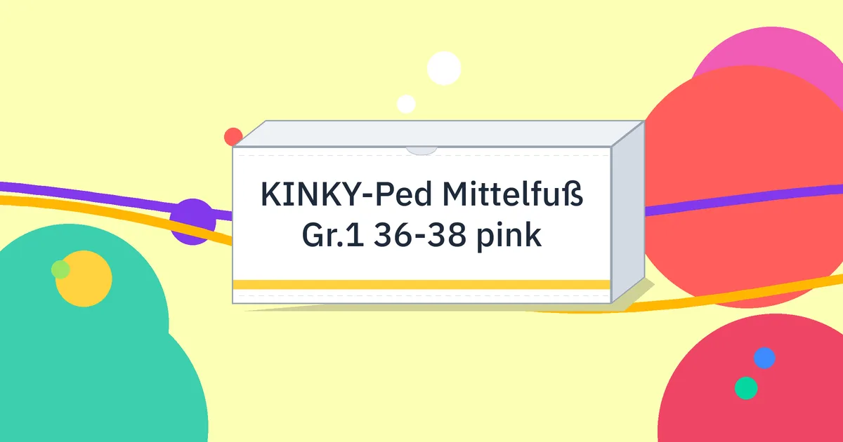 Symbolbild: Packung mit der Aufschrift KINKY-Ped Mittelfuß Gr.1 36-38 pink (PZN 11241445) – Verfügbarkeit und Bezug in Apotheken in Frankfurt am Main