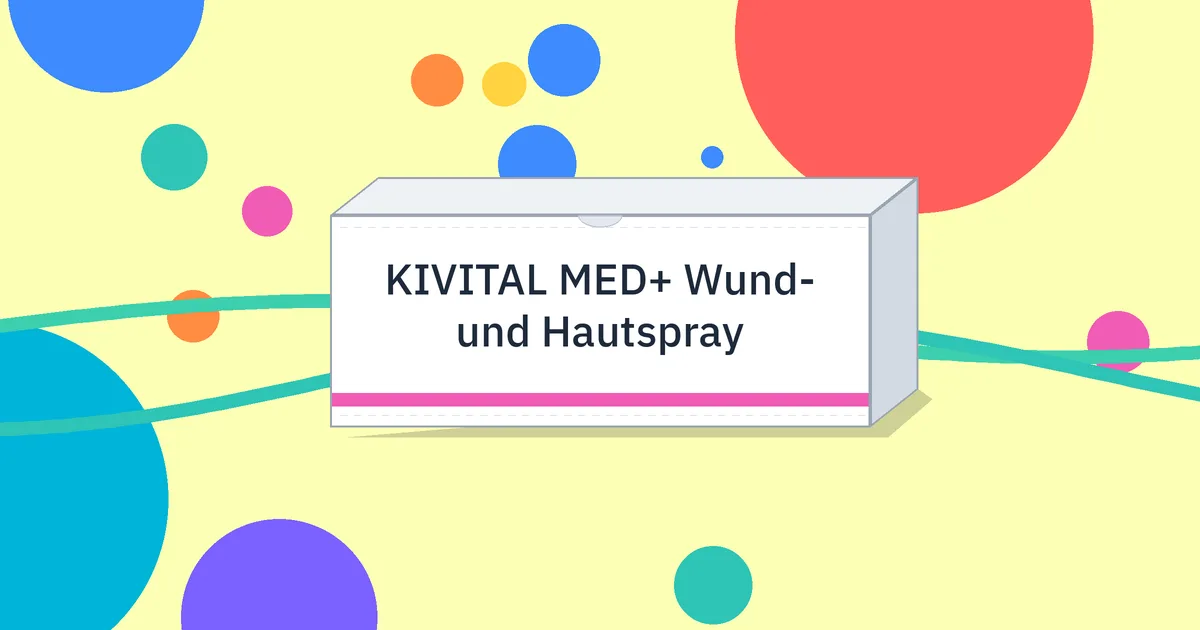 Symbolbild: Packung mit der Aufschrift KIVITAL MED+ Wund- und Hautspray (PZN 19374594) – Verfügbarkeit und Bezug in Apotheken in Frankfurt am Main