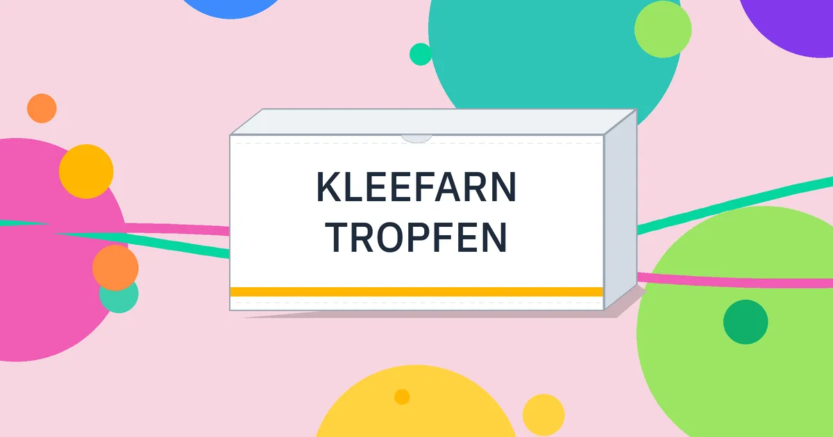 Symbolbild: Packung mit der Aufschrift KLEEFARN TROPFEN (PZN 17623610) – Verfügbarkeit und Bezug in Apotheken in Frankfurt am Main