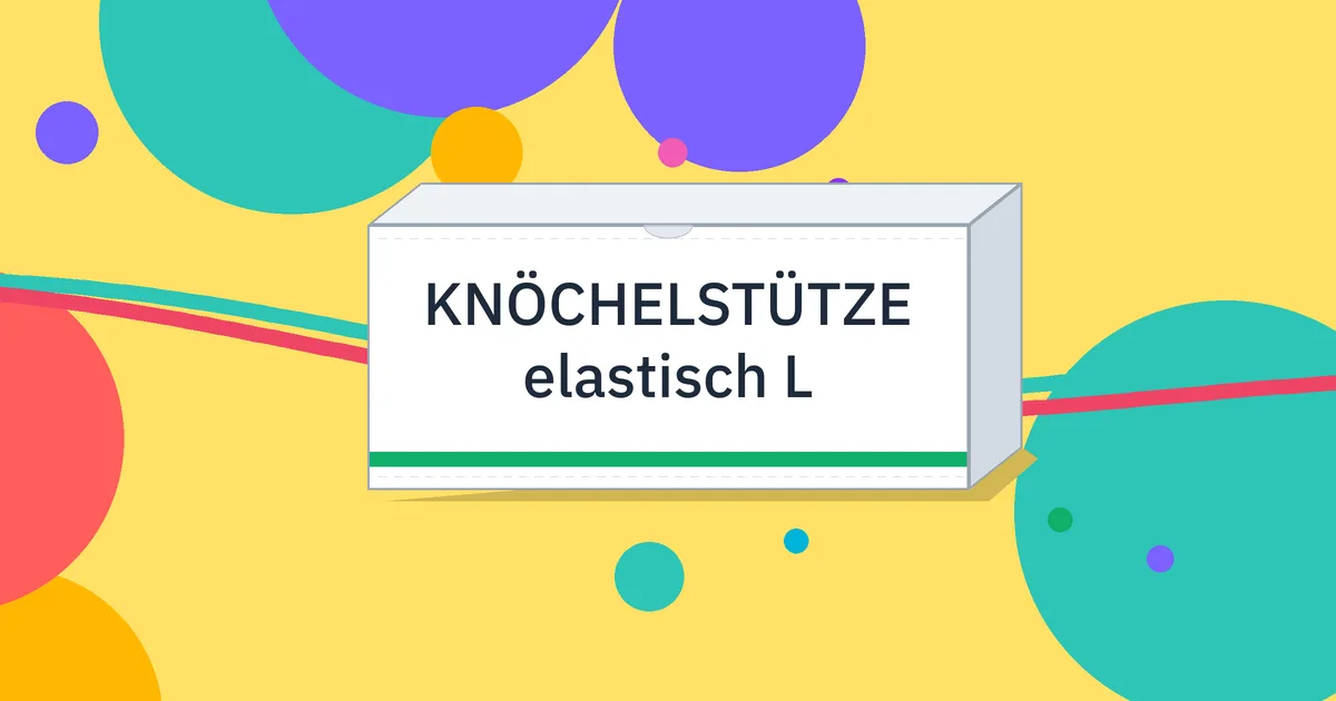 Symbolbild: Packung mit der Aufschrift KNÖCHELSTÜTZE elastisch L (PZN 19072054) – Verfügbarkeit und Bezug in Apotheken in Frankfurt am Main