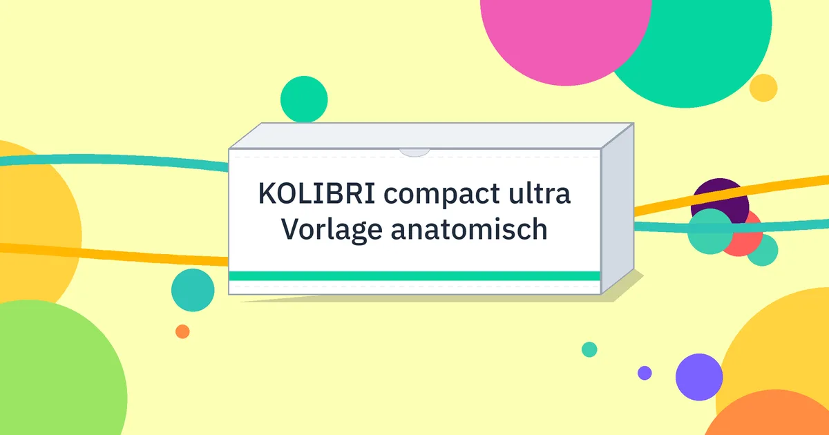 Symbolbild: Packung mit der Aufschrift KOLIBRI compact ultra Vorlage anatomisch (PZN 12575496) – Verfügbarkeit und Bezug in Apotheken in Frankfurt am Main