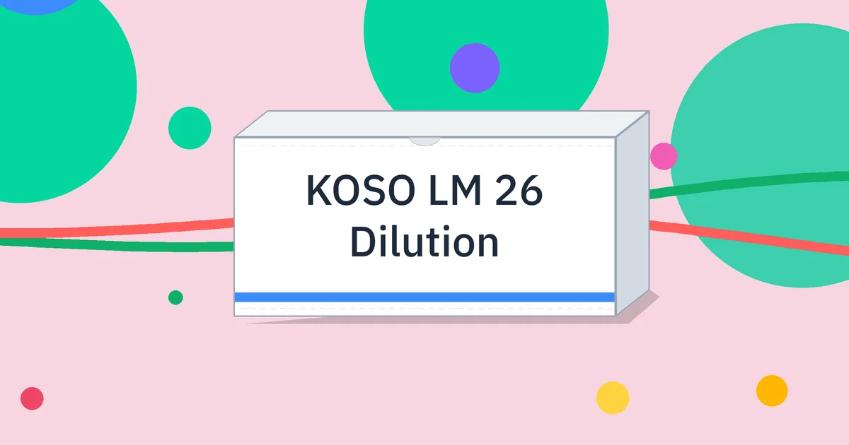 Symbolbild: Packung mit der Aufschrift KOSO LM 26 Dilution (PZN 13520066) – Verfügbarkeit und Bezug in Apotheken in Frankfurt am Main
