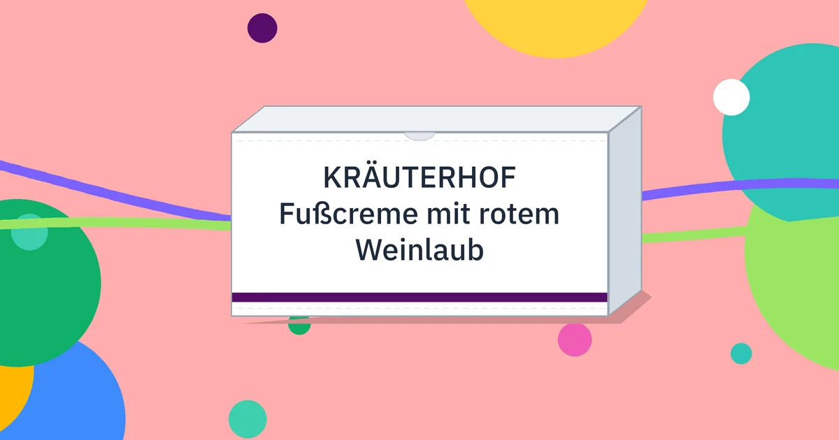 Symbolbild: Packung mit der Aufschrift KRÄUTERHOF Fußcreme mit rotem Weinlaub (PZN 10412643) – Verfügbarkeit und Bezug in Apotheken in Frankfurt am Main