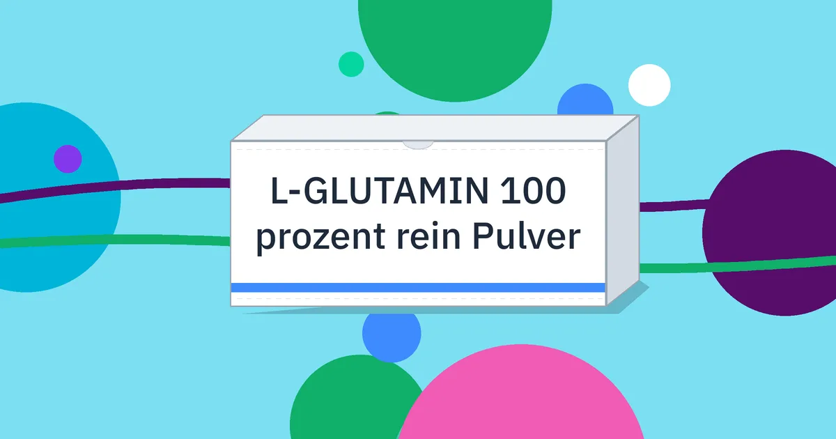 Symbolbild: Packung mit der Aufschrift L-GLUTAMIN 100 prozent rein Pulver (PZN 00829945) – Verfügbarkeit und Bezug in Apotheken in Frankfurt am Main