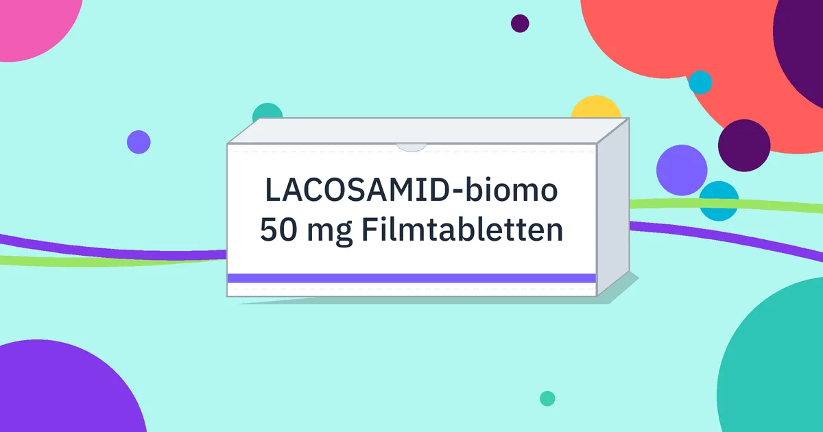 Symbolbild: Packung mit der Aufschrift LACOSAMID-biomo 50 mg Filmtabletten (PZN 17212433) – Verfügbarkeit und Bezug in Apotheken in Frankfurt am Main