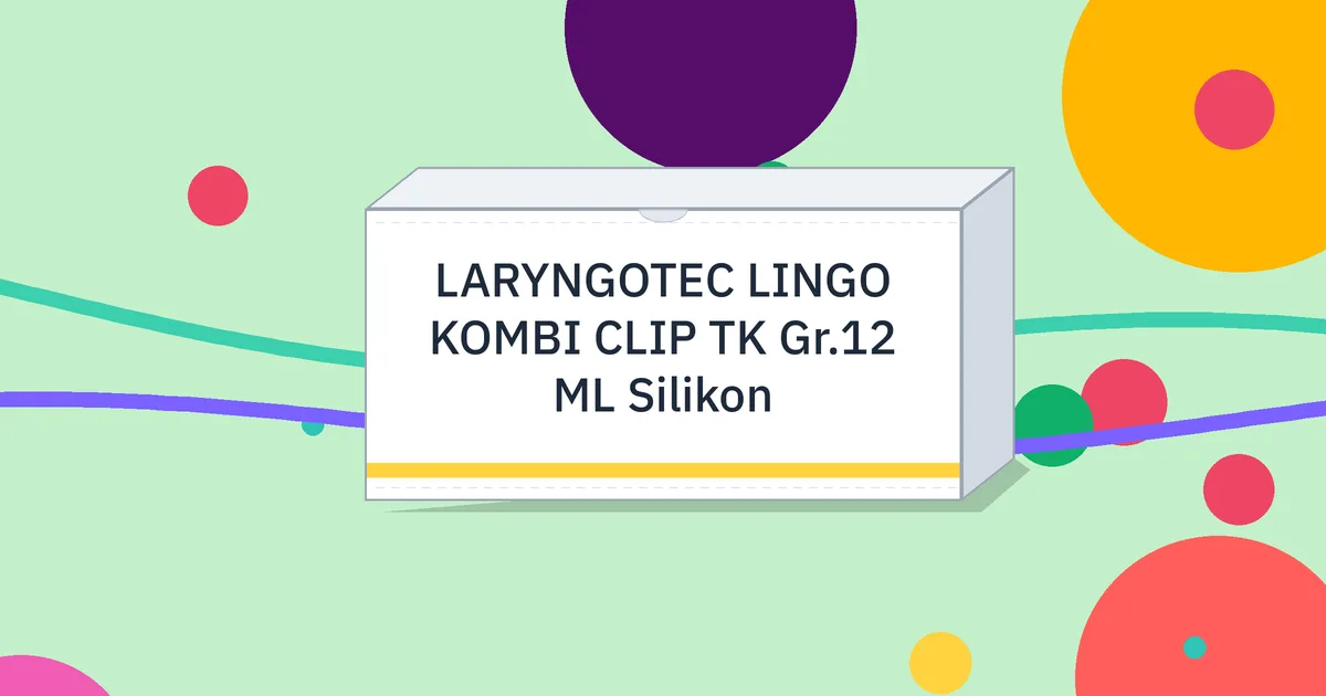 Symbolbild: Packung mit der Aufschrift LARYNGOTEC LINGO KOMBI CLIP TK Gr.12 ML Silikon (PZN 03312585) – Verfügbarkeit und Bezug in Apotheken in Frankfurt am Main