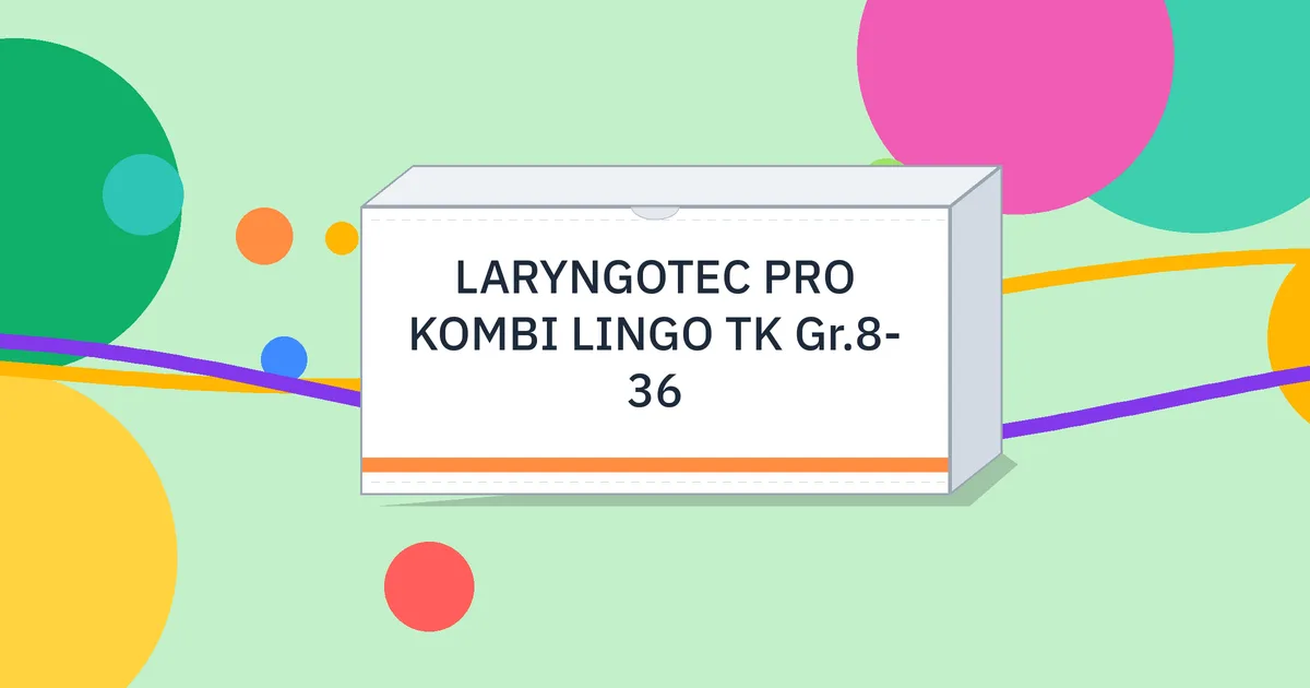 Symbolbild: Packung mit der Aufschrift LARYNGOTEC PRO KOMBI LINGO TK Gr.8-36 (PZN 16740868) – Verfügbarkeit und Bezug in Apotheken in Frankfurt am Main