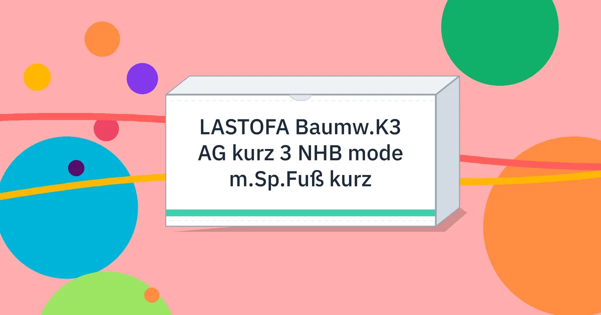 Symbolbild: Packung mit der Aufschrift LASTOFA Baumw.K3 AG kurz 3 NHB mode m.Sp.Fuß kurz (PZN 01955646) – Verfügbarkeit und Bezug in Apotheken in Frankfurt am Main