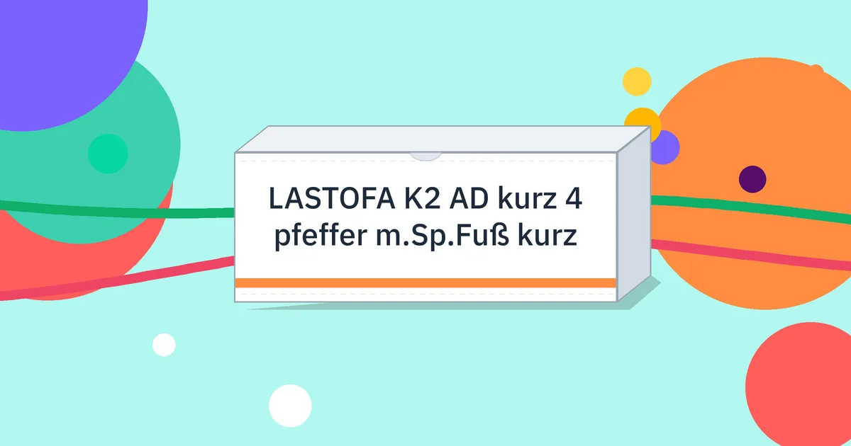 Symbolbild: Packung mit der Aufschrift LASTOFA K2 AD kurz 4 pfeffer m.Sp.Fuß kurz (PZN 13800794) – Verfügbarkeit und Bezug in Apotheken in Frankfurt am Main