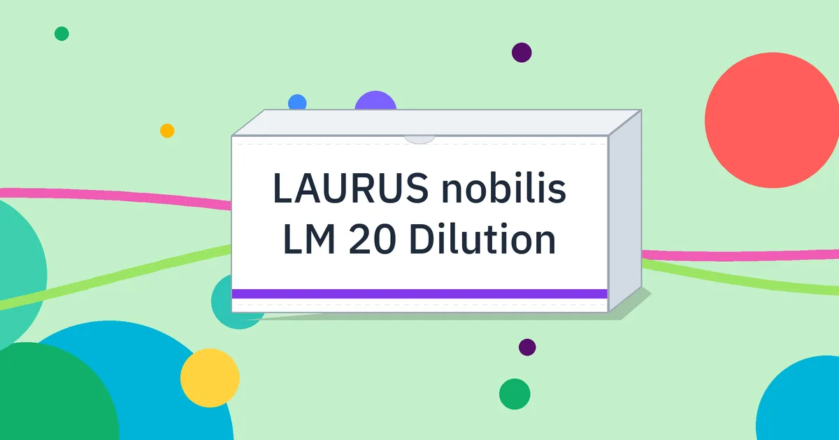 Symbolbild: Packung mit der Aufschrift LAURUS nobilis LM 20 Dilution (PZN 13524615) – Verfügbarkeit und Bezug in Apotheken in Frankfurt am Main