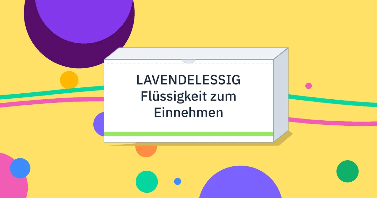 Symbolbild: Packung mit der Aufschrift LAVENDELESSIG Flüssigkeit zum Einnehmen (PZN 15401207) – Verfügbarkeit und Bezug in Apotheken in Frankfurt am Main