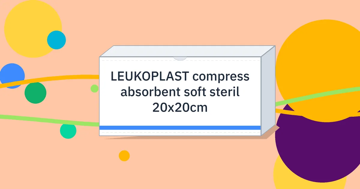 Symbolbild: Packung mit der Aufschrift LEUKOPLAST compress absorbent soft steril 20x20cm (PZN 19063888) – Verfügbarkeit und Bezug in Apotheken in Frankfurt am Main