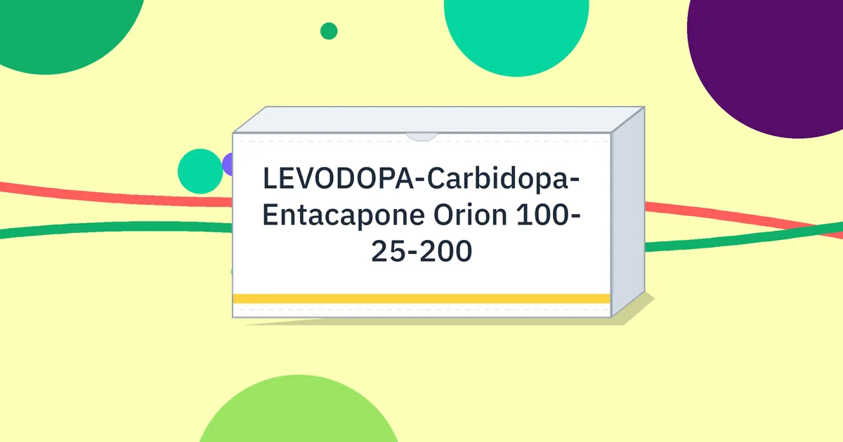 Symbolbild: Packung mit der Aufschrift LEVODOPA-Carbidopa-Entacapone Orion 100-25-200 (PZN 10057248) – Verfügbarkeit und Bezug in Apotheken in Frankfurt am Main
