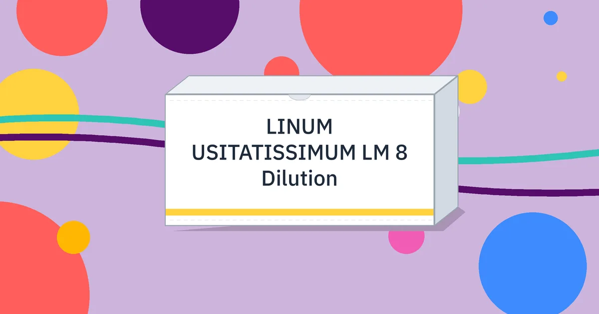 Symbolbild: Packung mit der Aufschrift LINUM USITATISSIMUM LM 8 Dilution (PZN 13530521) – Verfügbarkeit und Bezug in Apotheken in Frankfurt am Main