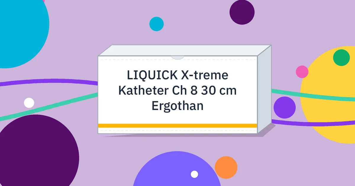 Symbolbild: Packung mit der Aufschrift LIQUICK X-treme Katheter Ch 8 30 cm Ergothan (PZN 12391201) – Verfügbarkeit und Bezug in Apotheken in Frankfurt am Main