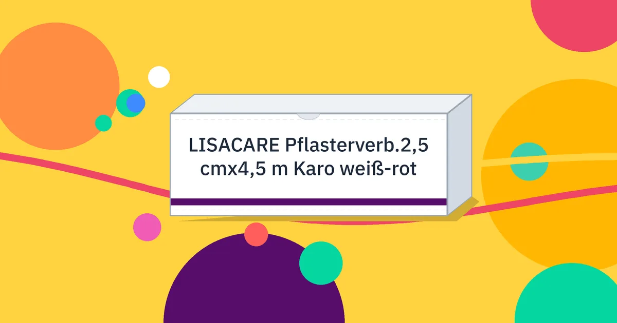 Symbolbild: Packung mit der Aufschrift LISACARE Pflasterverb.2,5 cmx4,5 m Karo weiß-rot (PZN 17891871) – Verfügbarkeit und Bezug in Apotheken in Frankfurt am Main