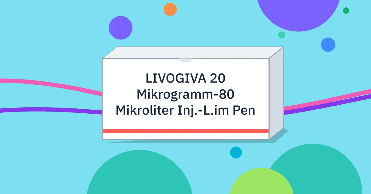 Symbolbild: Packung mit der Aufschrift LIVOGIVA 20 Mikrogramm-80 Mikroliter Inj.-L.im Pen (PZN 18255798) – Verfügbarkeit und Bezug in Apotheken in Frankfurt am Main
