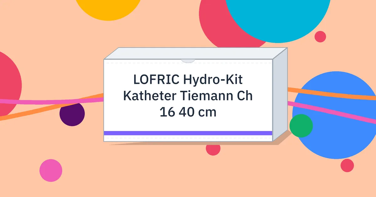 Symbolbild: Packung mit der Aufschrift LOFRIC Hydro-Kit Katheter Tiemann Ch 16 40 cm (PZN 17153825) – Verfügbarkeit und Bezug in Apotheken in Frankfurt am Main