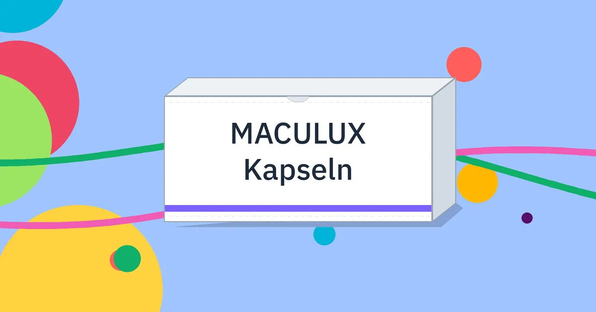 Symbolbild: Packung mit der Aufschrift MACULUX Kapseln (PZN 16688027) – Verfügbarkeit und Bezug in Apotheken in Frankfurt am Main