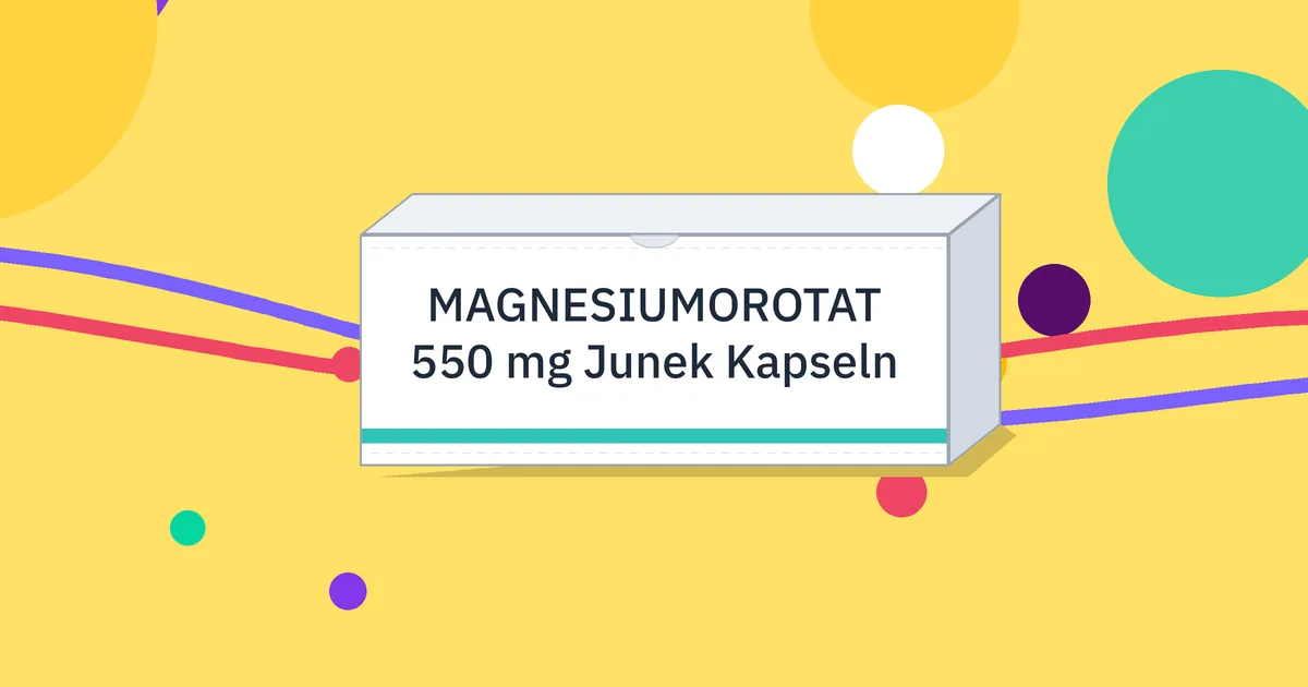 Symbolbild: Packung mit der Aufschrift MAGNESIUMOROTAT 550 mg Junek Kapseln (PZN 11176860) – Verfügbarkeit und Bezug in Apotheken in Frankfurt am Main