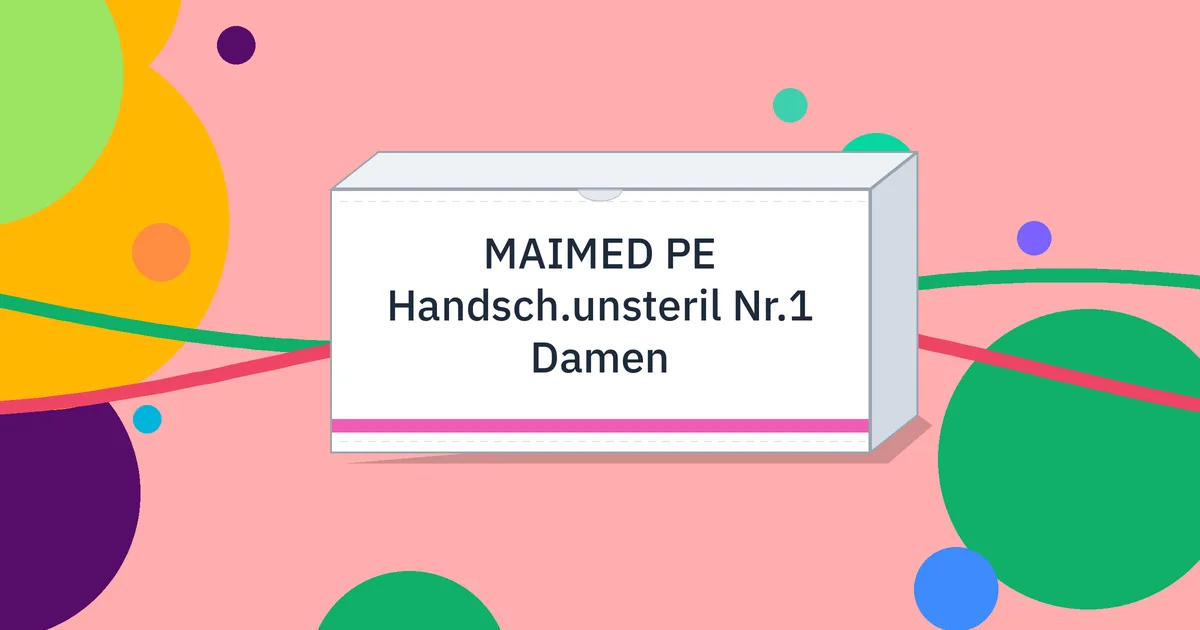 Symbolbild: Packung mit der Aufschrift MAIMED PE Handsch.unsteril Nr.1 Damen (PZN 00350941) – Verfügbarkeit und Bezug in Apotheken in Frankfurt am Main