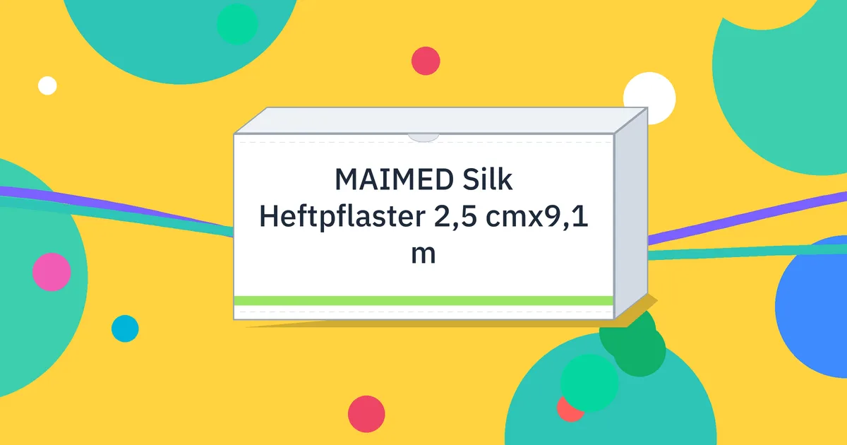 Symbolbild: Packung mit der Aufschrift MAIMED Silk Heftpflaster 2,5 cmx9,1 m (PZN 04002585) – Verfügbarkeit und Bezug in Apotheken in Frankfurt am Main