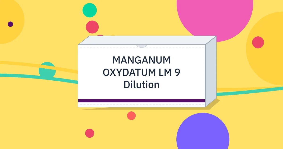 Symbolbild: Packung mit der Aufschrift MANGANUM OXYDATUM LM 9 Dilution (PZN 12944597) – Verfügbarkeit und Bezug in Apotheken in Frankfurt am Main