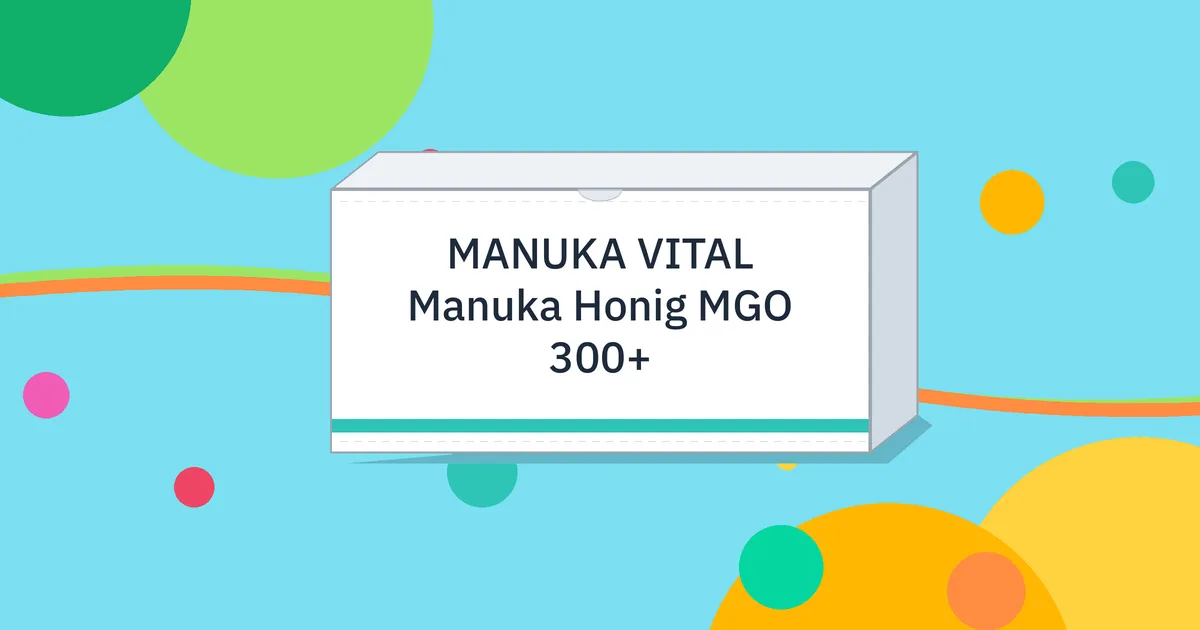 Symbolbild: Packung mit der Aufschrift MANUKA VITAL Manuka Honig MGO 300+ (PZN 20285743) – Verfügbarkeit und Bezug in Apotheken in Frankfurt am Main