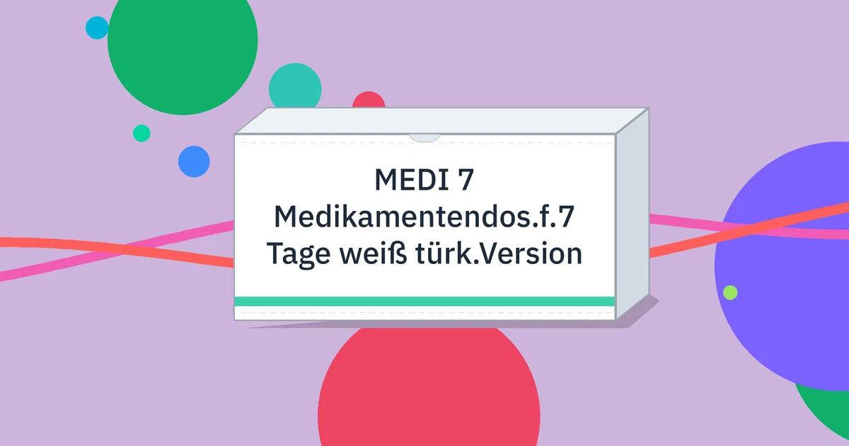 Symbolbild: Packung mit der Aufschrift MEDI 7 Medikamentendos.f.7 Tage weiß türk.Version (PZN 11095742) – Verfügbarkeit und Bezug in Apotheken in Frankfurt am Main
