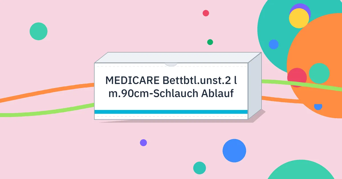 Symbolbild: Packung mit der Aufschrift MEDICARE Bettbtl.unst.2 l m.90cm-Schlauch Ablauf (PZN 00728658) – Verfügbarkeit und Bezug in Apotheken in Frankfurt am Main