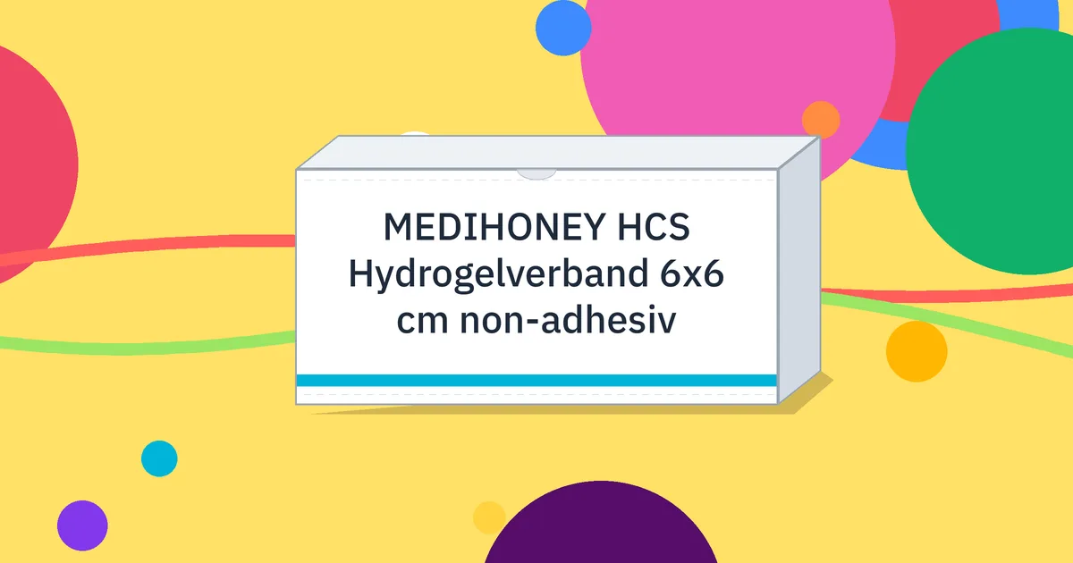 Symbolbild: Packung mit der Aufschrift MEDIHONEY HCS Hydrogelverband 6x6 cm non-adhesiv (PZN 07241505) – Verfügbarkeit und Bezug in Apotheken in Frankfurt am Main