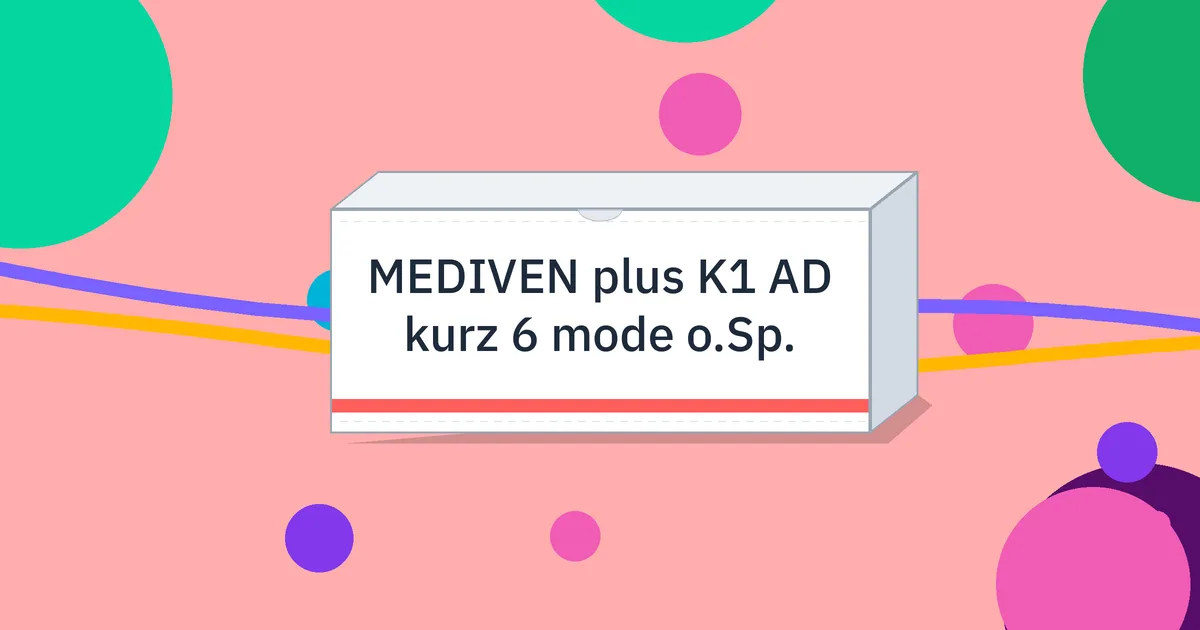 Symbolbild: Packung mit der Aufschrift MEDIVEN plus K1 AD kurz 6 mode o.Sp. (PZN 14181293) – Verfügbarkeit und Bezug in Apotheken in Frankfurt am Main